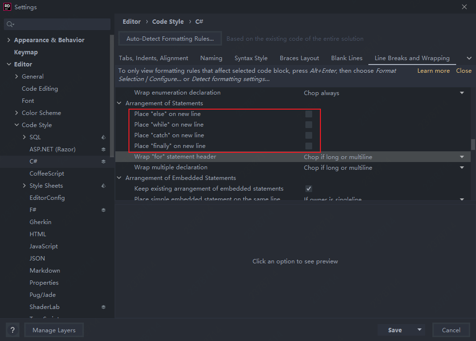 Jetbrains Rider采用Java代码风格格式化C#代码_rider设置编辑器规则校验为java-CSDN博客