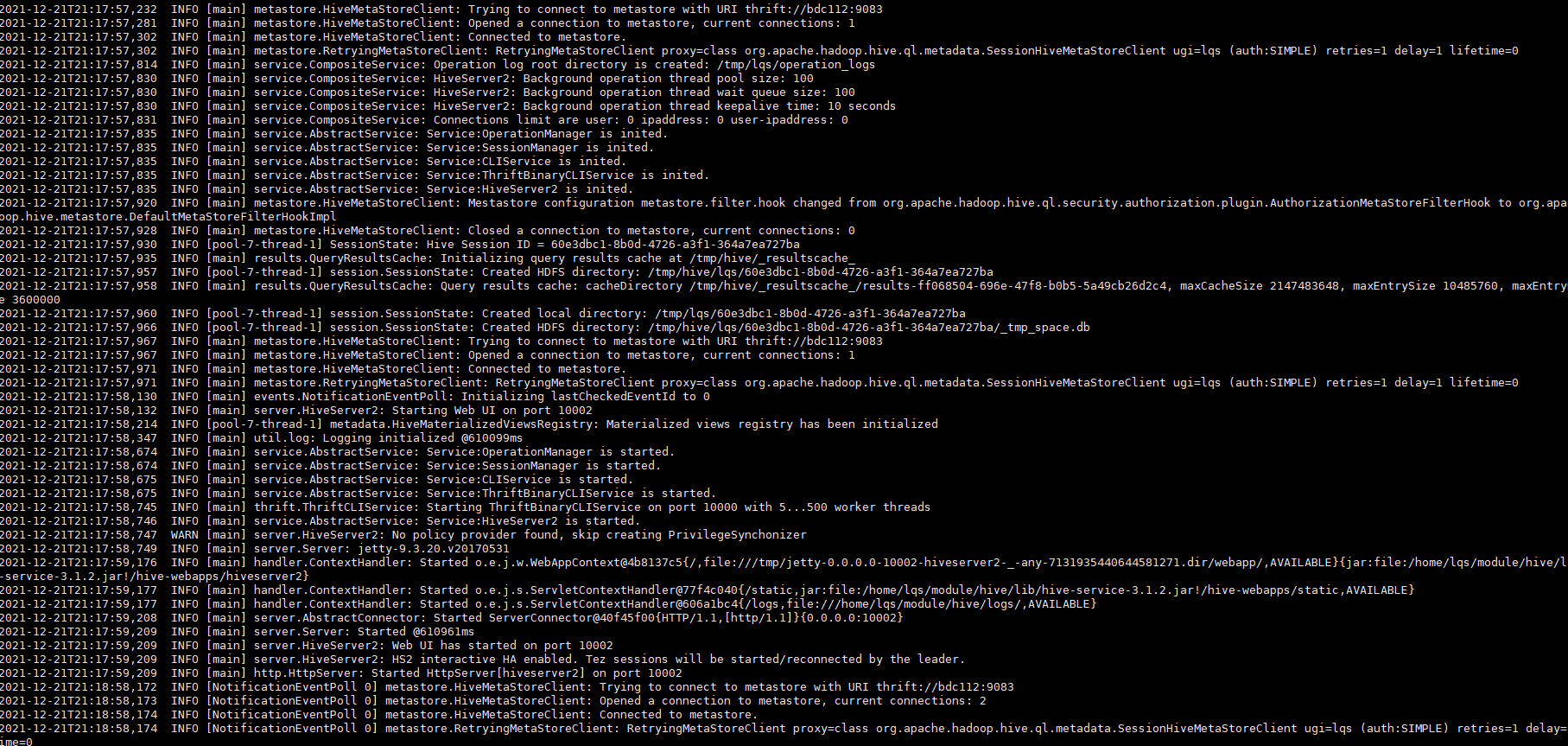 hive启动服务突然报错：The dir: /tmp/hive on HDFS should be writable. Current permissions are: rwx ...