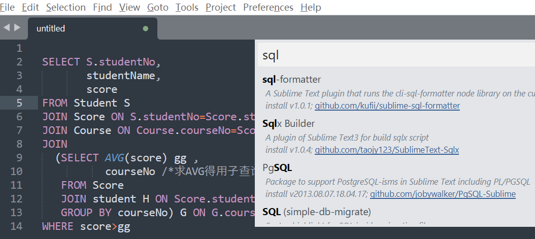 Sublime中Sql美化插件的安装_sublime sql-CSDN博客