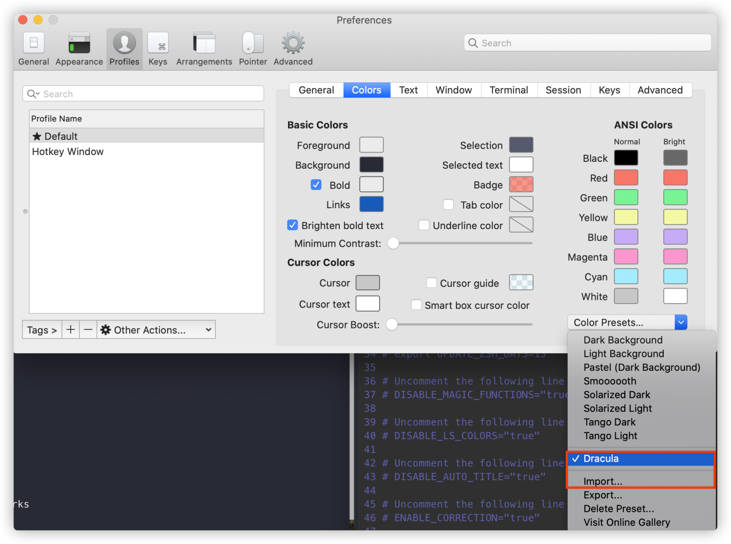 MacOS下iterm，Dracula主题配置_dracula theme-CSDN博客