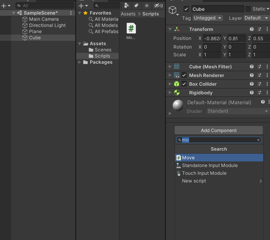 Unity3D学习 ① 创建一个可移动，跳跃的物体_新建一个3d unity项目,创建一个plane和一个cube,编写脚本文件move.cs,通过w,-CSDN博客