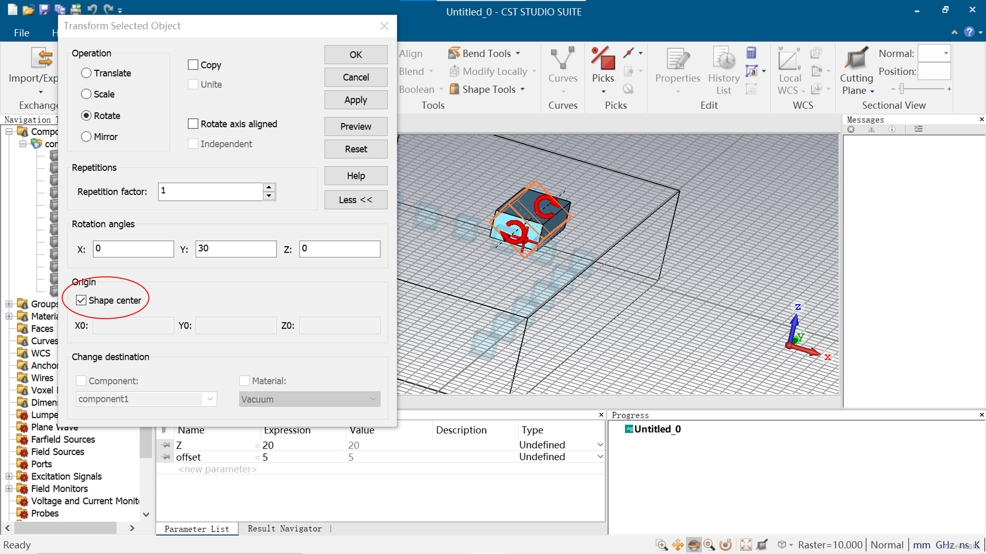 CST2018学习笔记：三、模型的平移、缩放、旋转、镜像和对齐等设置_cst移动物体的面-CSDN博客