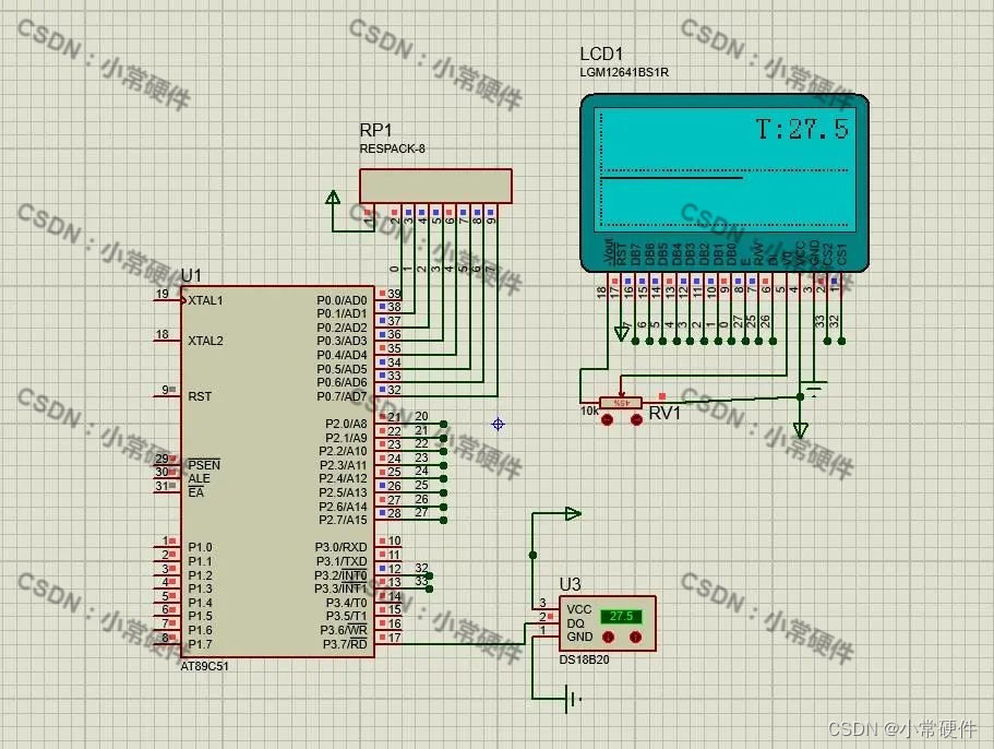 基于51单片机的温度显示-LCD12864（含Keil程序和Proteus文件）-CSDN博客