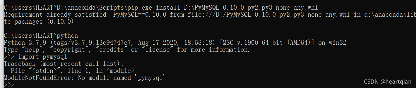 解决pymysql安装后但import时仍报错的问题 Python 为什么安装完pymysql还是报错 Csdn博客