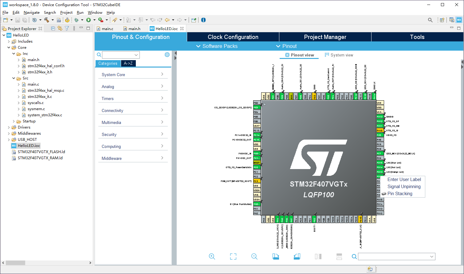 [STM32]STM32CubeIDE开发环境安装与STM32F407-DISC kit实现Hello,LED_stm32cubeide配置stm32f407ve工程 --- 图解-CSDN博客