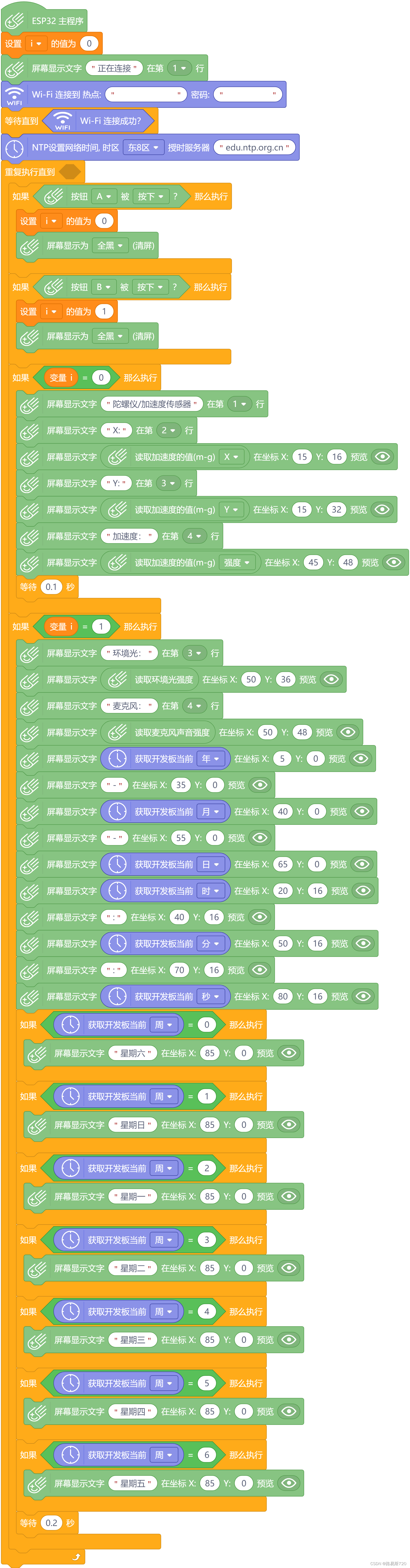 Esp32(掌控板) 板载传感器读数与网络时钟掌控板网络时钟 Csdn博客 9612