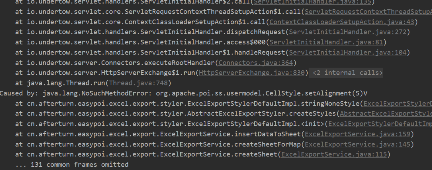 已解决 easypoi导出遇到的一些bug_java.lang.nosuchmethoderror: org.apache.poi.ss.use-CSDN博客