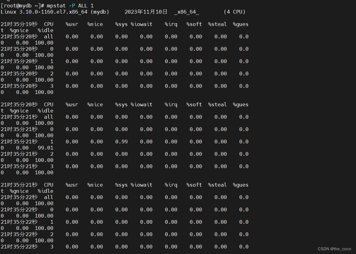 Linux系统调优06-mpstat：统计处理器的详细信息_mpstat -p all 1-CSDN博客
