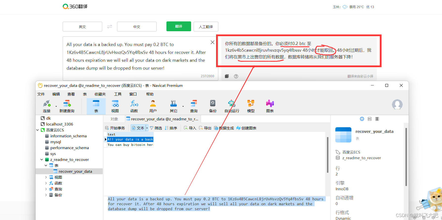 记录第一次被黑数据库all Your Data Is Backed Up You Must Pay 0008 Btc Csdn博客