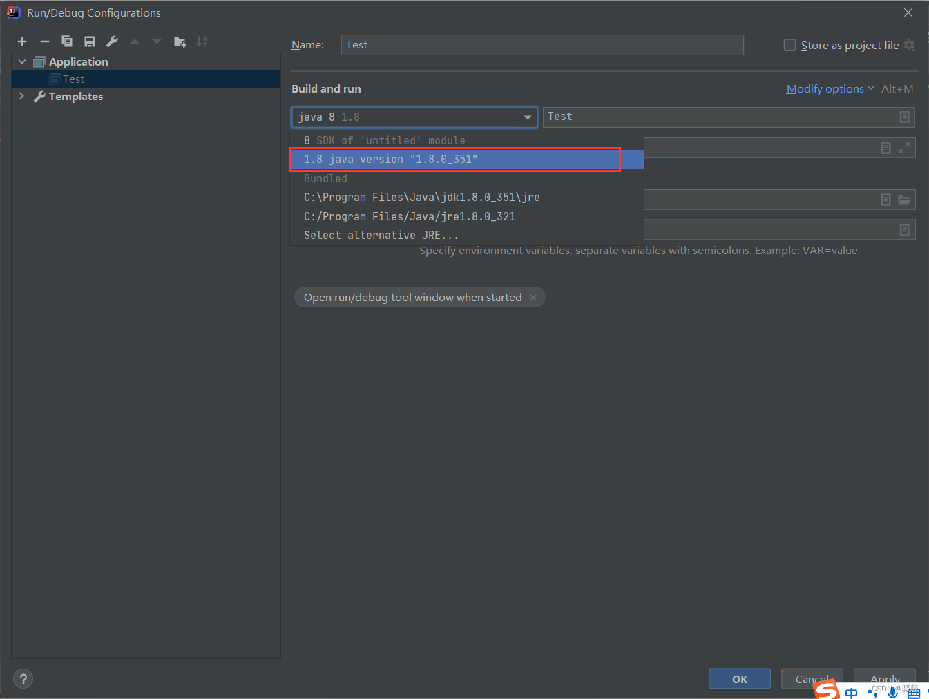 Error running ‘Test‘: ‘C:/Program Files/Java/jre1.8.0_321‘ is not a ...