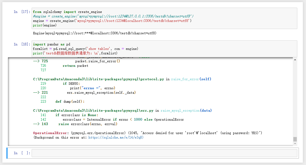 【学习笔记】Jupyter连接MySQL数据库“create_engine”报错与解决方案 - pandas统计分析基础_jupyter no module named pymysql-CSDN博客