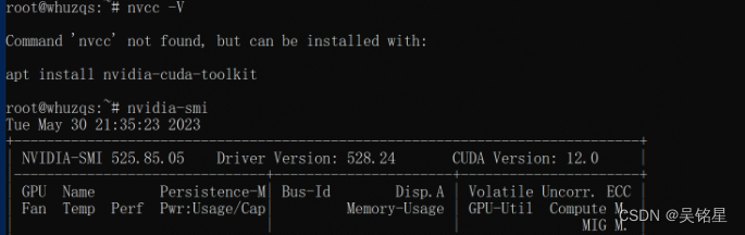 WSL2报错：nvidia-smi Command ‘nvidia-smi‘ not found, but can be installed with:_command 'nvidia-smi ...