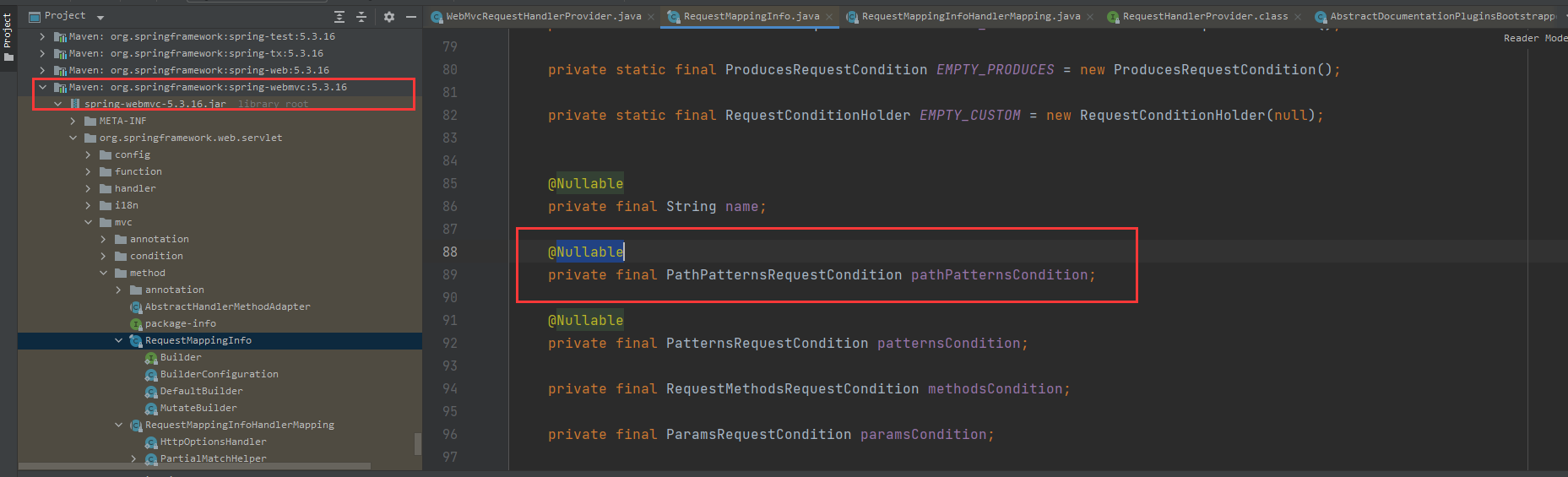 解决WebMvcPatternsRequestConditionWrapper.getPatterns NullPointerException 启动失败-CSDN博客