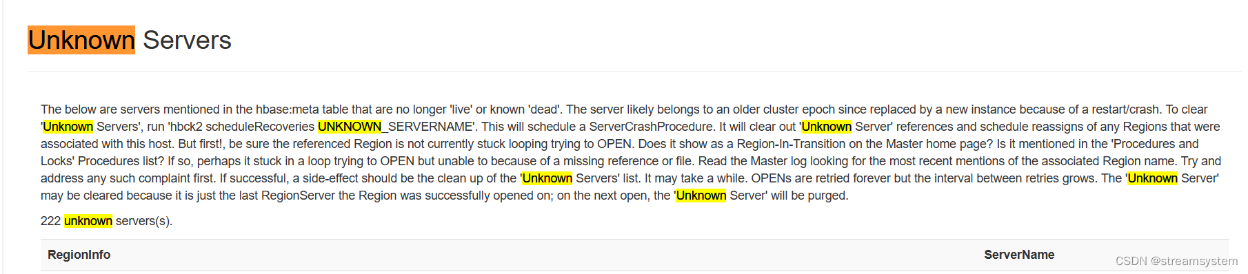 Hbase运维rit之unknow server_hbase unknown servers-CSDN博客