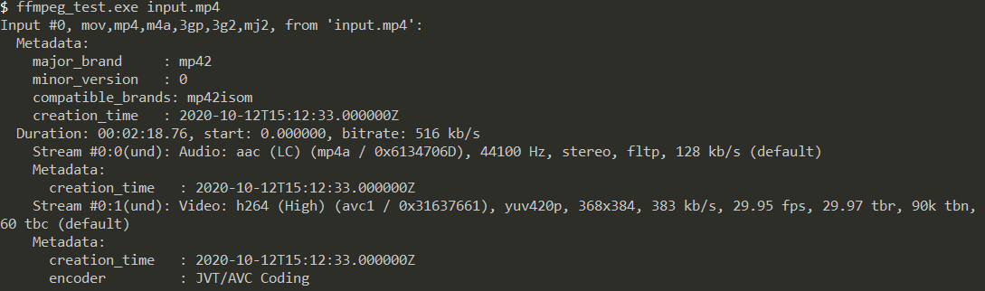 音视频从入门到精通——ffmpeg3之打印多媒体文件音视频信息_input #0, mov,mp4,m4a,3gp,3g2,mj2, from-CSDN博客
