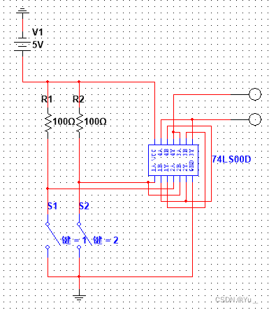 在Multisim中使用与非门及74LS00设计RS锁存器和D锁存器_用与非门(74ls00d)实现或逻-CSDN博客