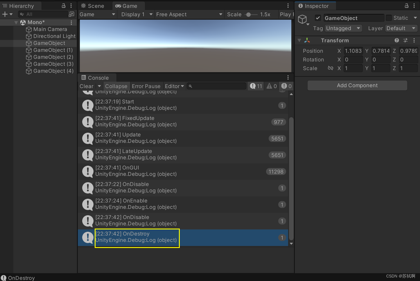 Unity的GameObject生命周期_unity游戏生命周期-CSDN博客