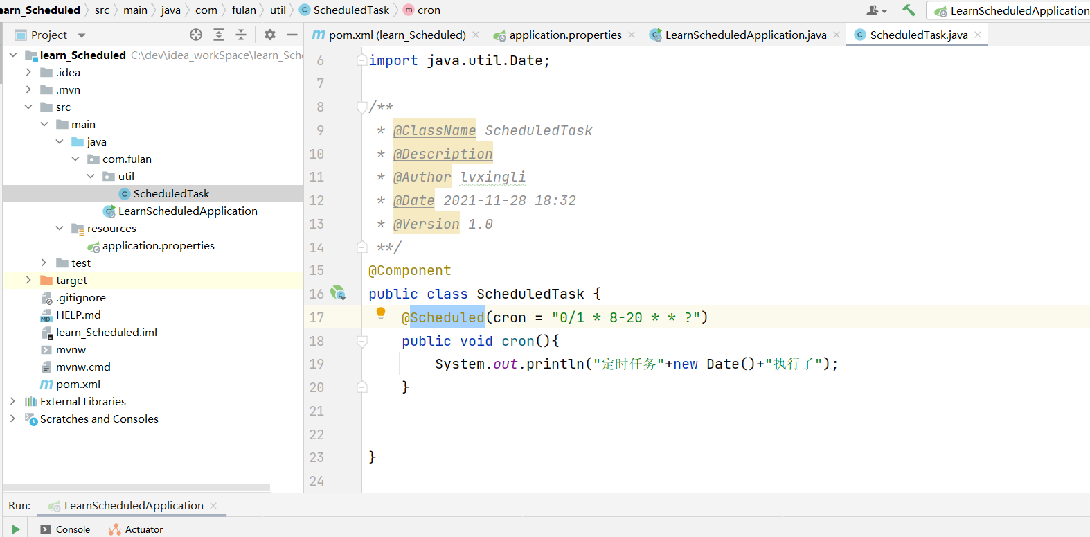 Springboot项目@Scheduled()定时任务_scheduled每天8点执行一次-CSDN博客