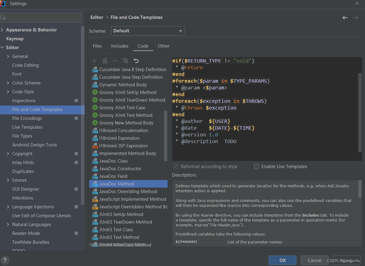 IDEA方法模板设置_idea模板设置-CSDN博客