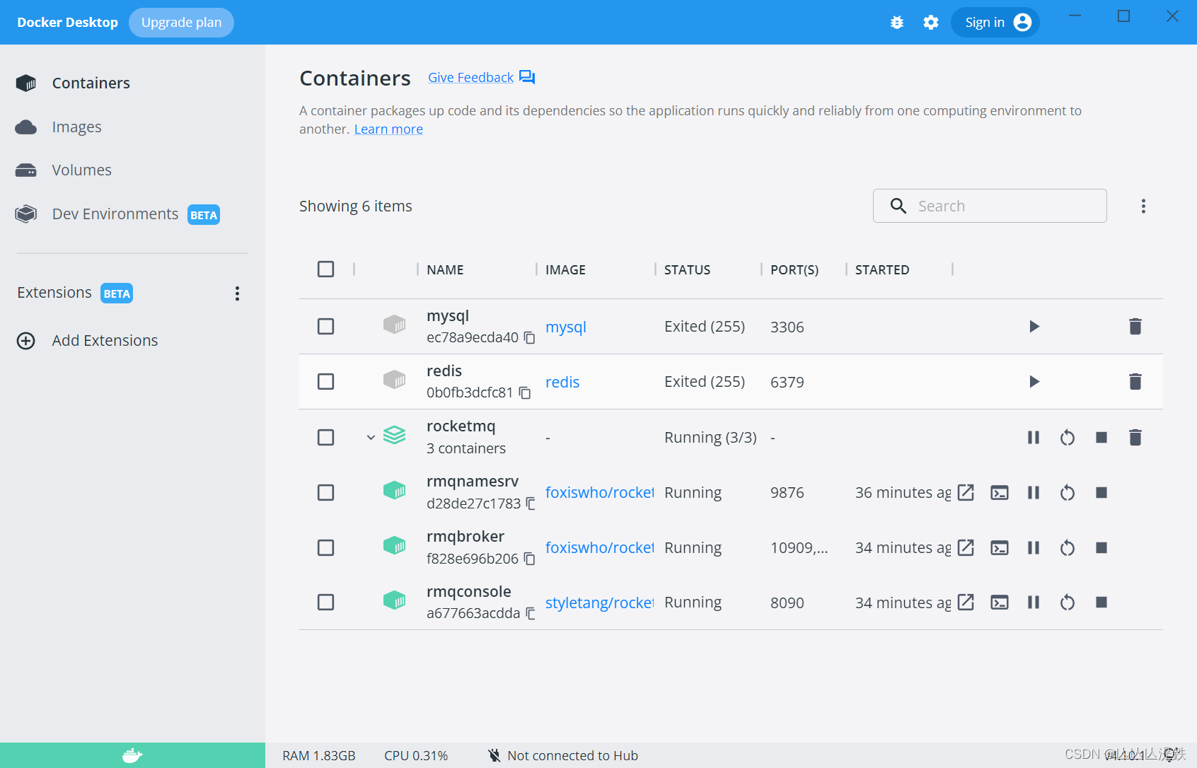一分钟教会你使用Docker Desktop搭建RocketMQ--巨简单_docker desktop rocketmq-CSDN博客
