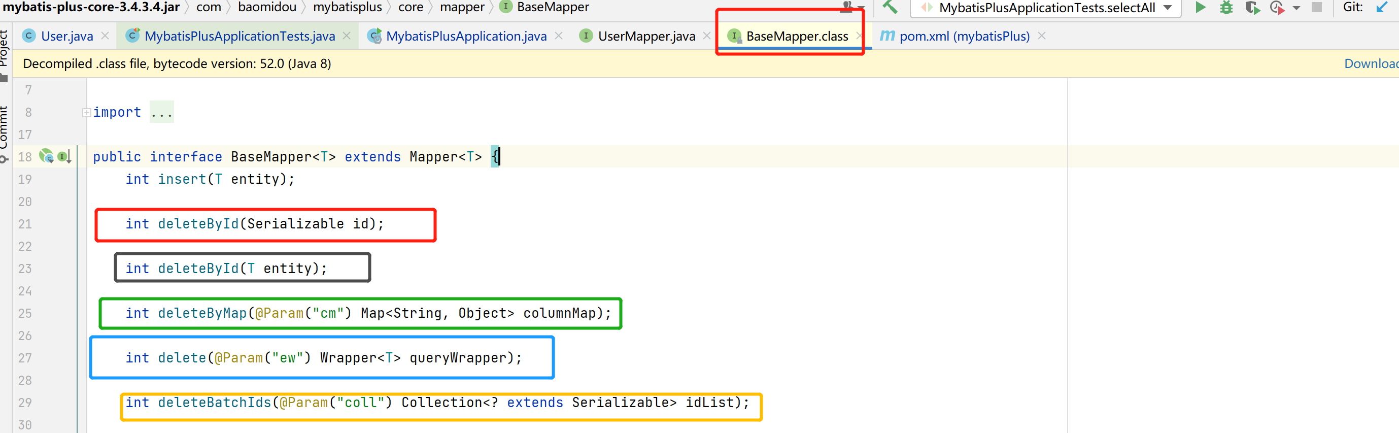 Mybatisplus对于basemapper方法的讲解int Deletebyidserializable Id Csdn博客 
