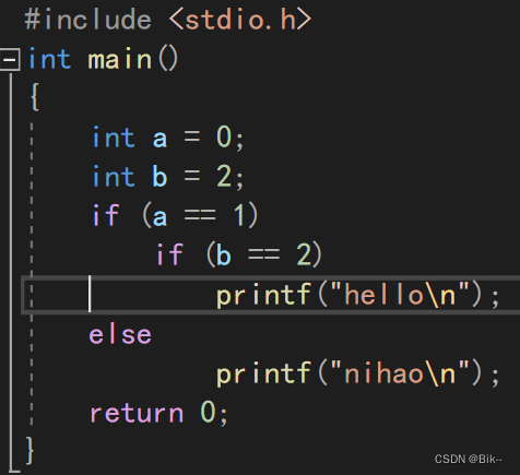 初学C语言中，else悬空的问题（各位大哥们，刚开始学C语言，人生第一次写文章，多多指教和支持）_else空语句c语言-CSDN博客