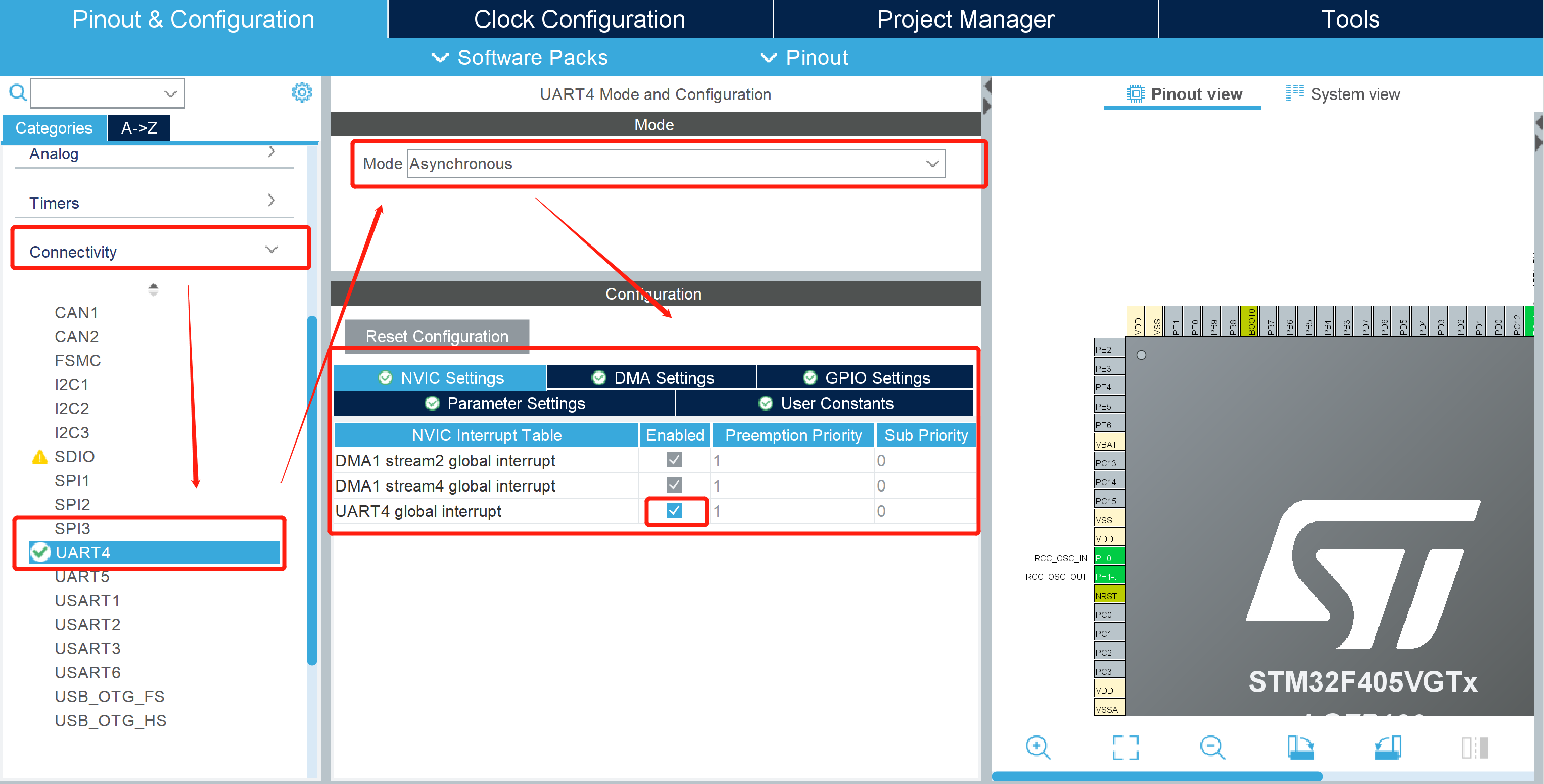 软件STM32cubeIDE下使用STM32F4xx配置uart4+DMA发送数据到串口助手-基础样例_uart4 dma-CSDN博客