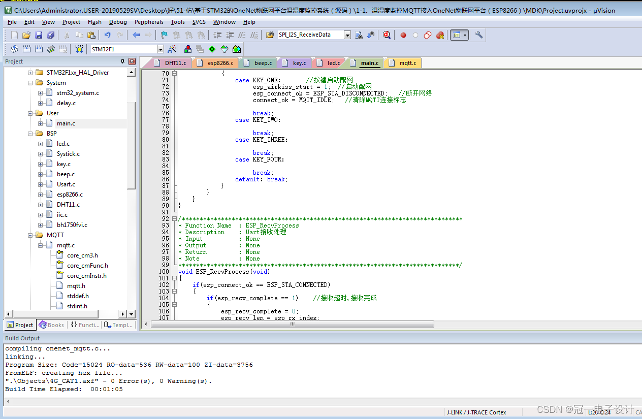 290、基于STM32单片机的MQTT接入OneNet无线ESP8266物联网平台温湿度监控报警系统设计-CSDN博客