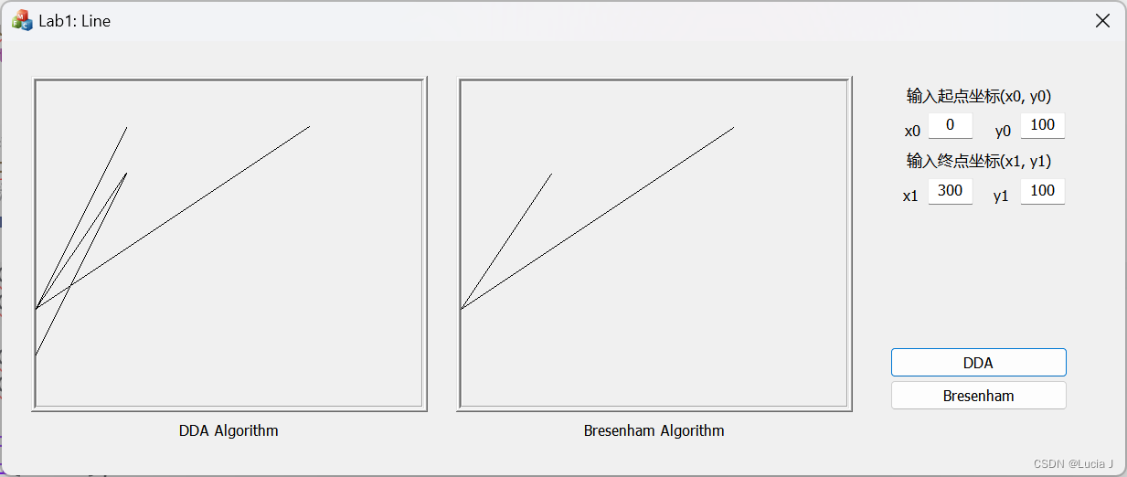 计算机图形学——利用MFC库绘制直线（DDA算法和Bresenham算法）_计算机图形学mfc中点画直线-CSDN博客