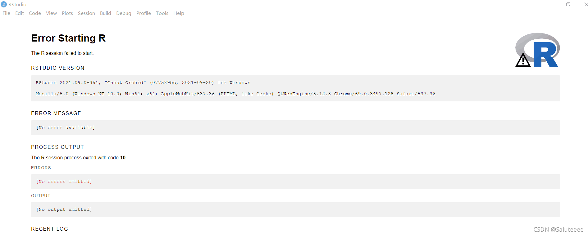 Rstudio出现Error Starting R The R session failed to start.错误-CSDN博客