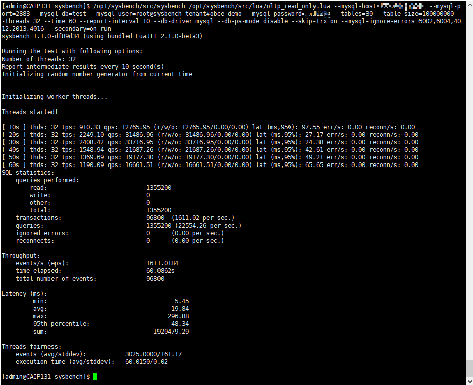 Sysbench对OceanBase开源版3.1.3数据库的OLTP性能测试_sysbench压测oceanbase-CSDN博客