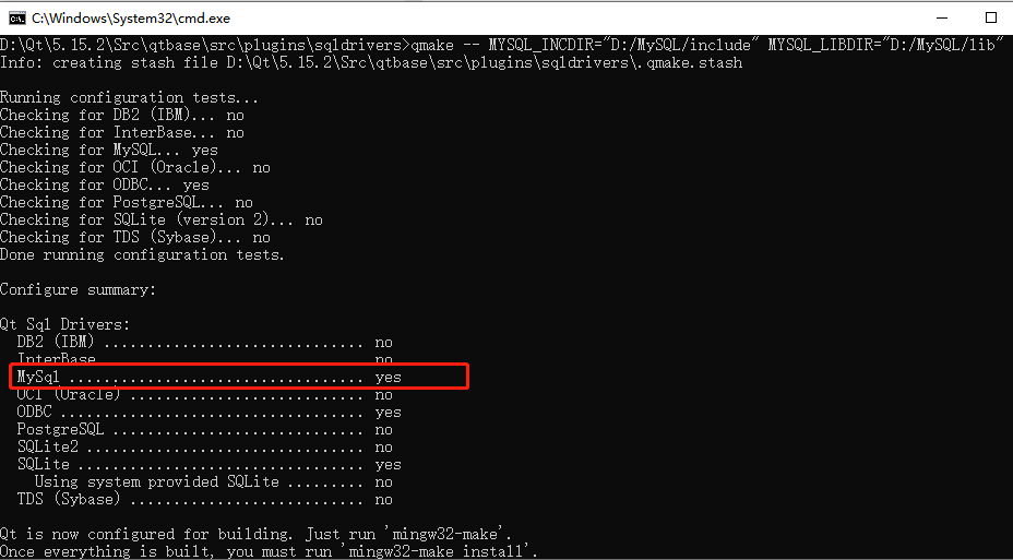 Windows下Qt5.15.2+MinGw64编译mysql驱动_mysql mingw64驱动程序-CSDN博客