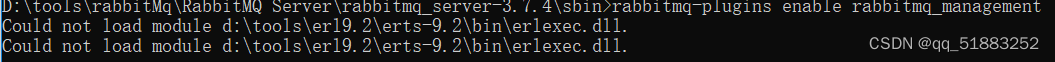 Could not load module d:\tools\erl9.2\erts-9.2\bin\erlexec.dll._could not load module erlexec ...