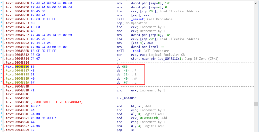 XCTF-攻防世界CTF平台-Reverse逆向类——54、echo-server（Linux32位ELF文件、花指令混淆反汇编）_you are very close! now patch ...