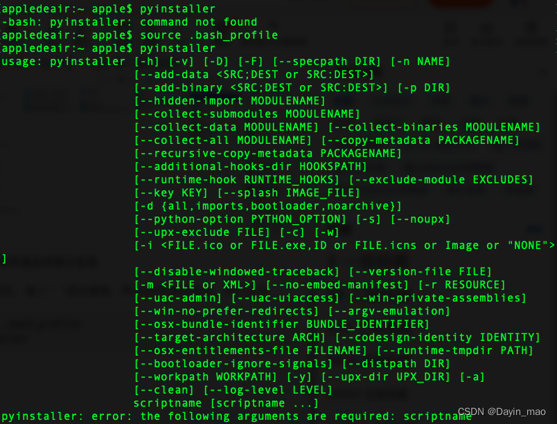 Mac下 Pyinstaller 安装和环境变量设置_pyinstaller添加到环境变量_Dayin_mao的博客-CSDN博客