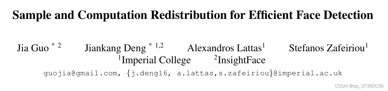 SCRFD: Sample and Computation Redistribution for Efficient Face Detection_sample and computation ...