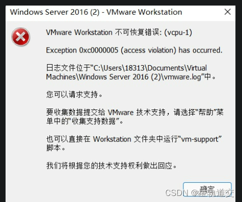 VMware Workstation 不可恢复错误: (vcpu-1) Exception 0xc0000005 (access viola-CSDN博客