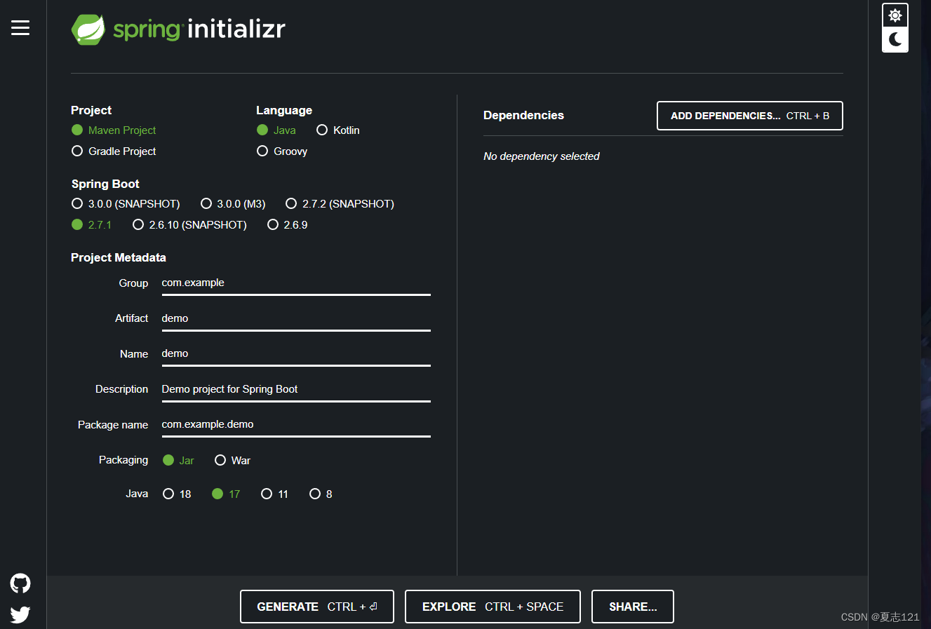 SpringBoot基于官网构建及项目快速启动_springboot官网-CSDN博客