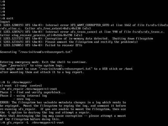 Centos7启动错误（xfs文件系统修复） Failed To Recover Efis Csdn博客