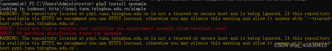 针对pip安装过程中出现的warning问题_warning: the repository located at pypi.tuna.tsing-CSDN博客
