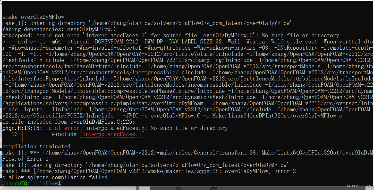 OpenFoam安装olaFlow报错_olaflow安装-CSDN博客