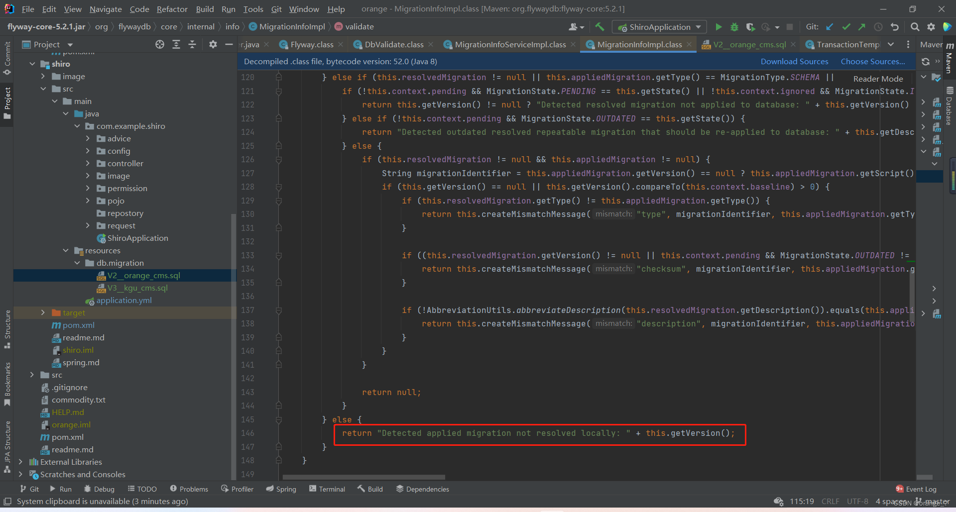 Detected applied migration not resolved locally：-CSDN博客
