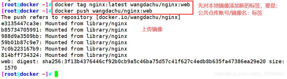 docker上传镜像错误：errors: denied: requested access to the resource is denied unauthorized ...