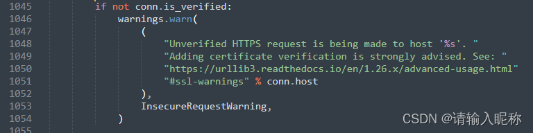 【python使用代理proxies提示InsecureRequestWarning: Unverified HTTPS request is being made to host】-CSDN博客
