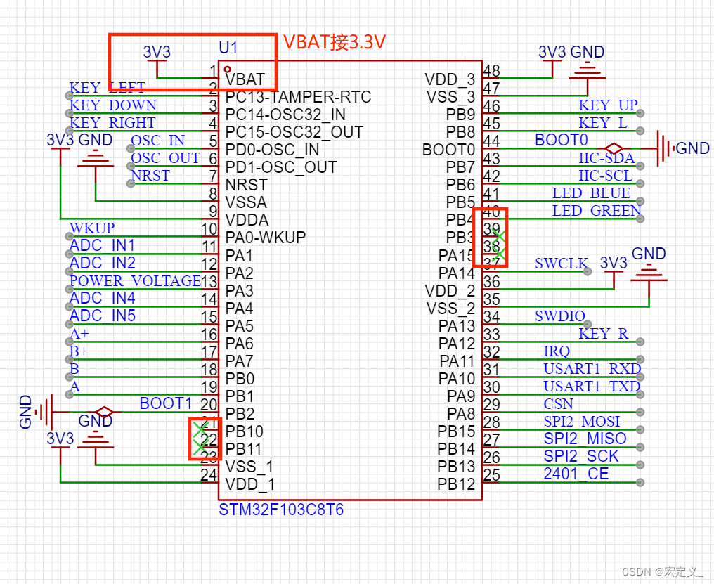 1.3双摇杆遥控器电路部分--stm32f103基本外设电路（ST-link下载、串口、按键、摇杆、电量检测、LED指示灯、0.96寸OLED、NRF24L01）_遥控器原理 电位器-CSDN博客