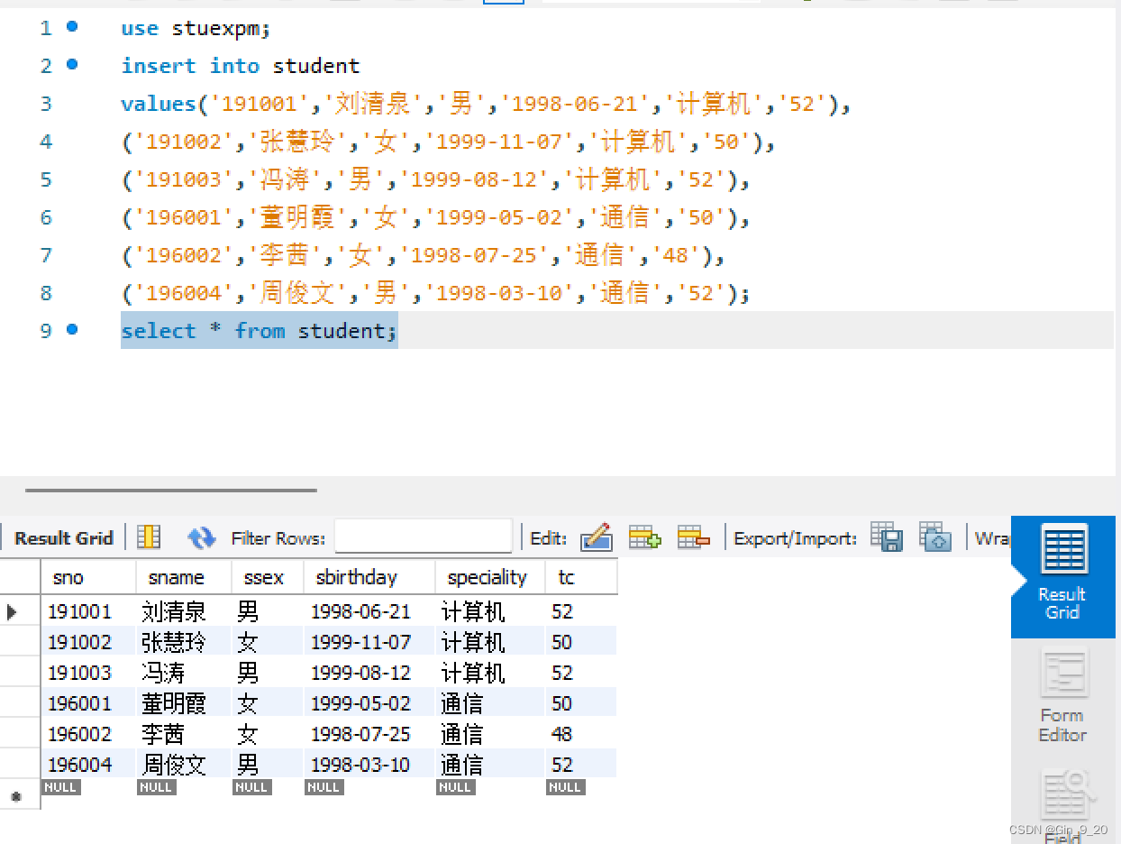 Mysql数据库与表（可视化界面mysql Workbench 创建表并输入数据库）mysqlworkbench创建数据库和表代码gin 