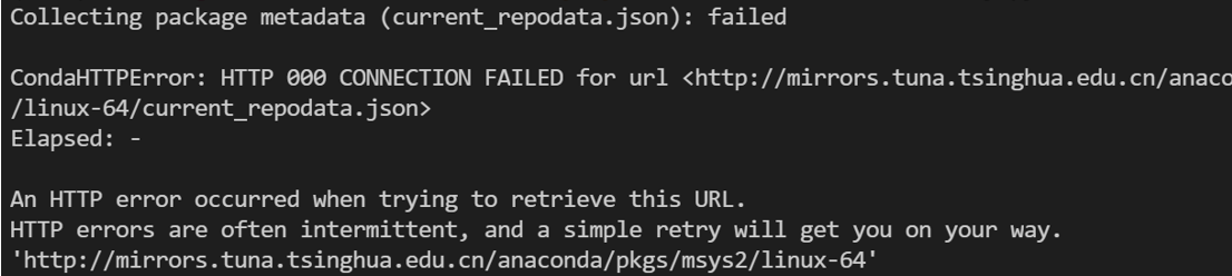 【故障诊断】【Ubuntu服务器】Anaconda创建新环境报错：“CondaHTTPError: HTTP 000 CONNECTION FAILED for url …”_ubuntu创建 ...