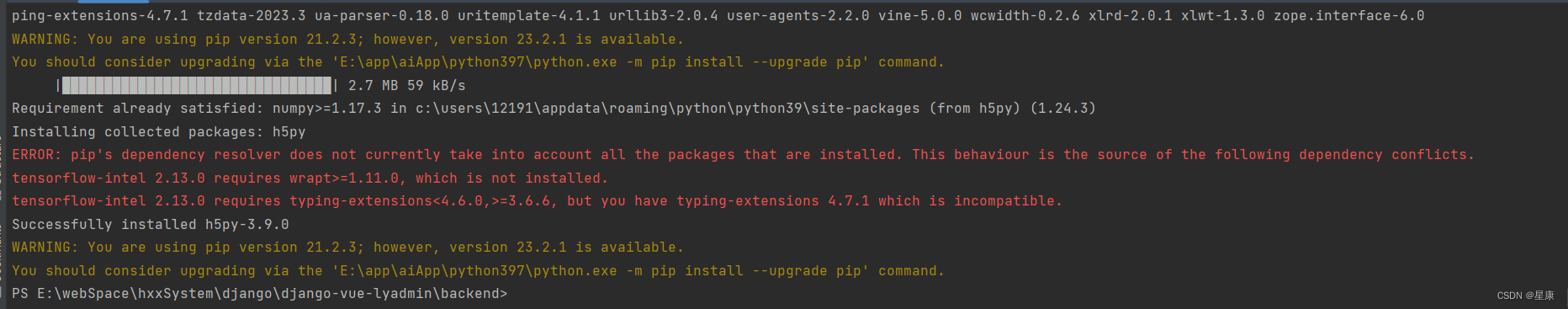 ERROR: pip‘s dependency resolver does not currently take into account all the packages that are ...