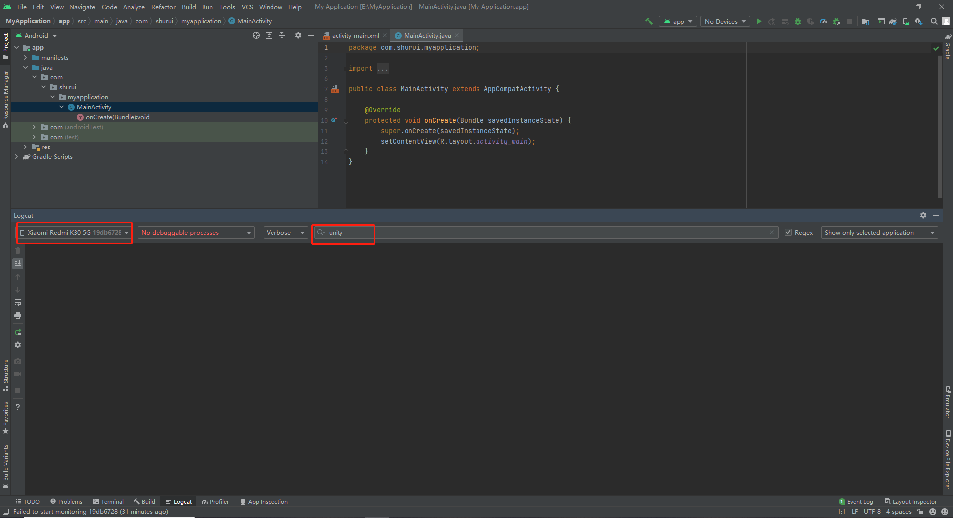 Use Android Studio to view the printing information of the apk exported by unity - Programmer Sought