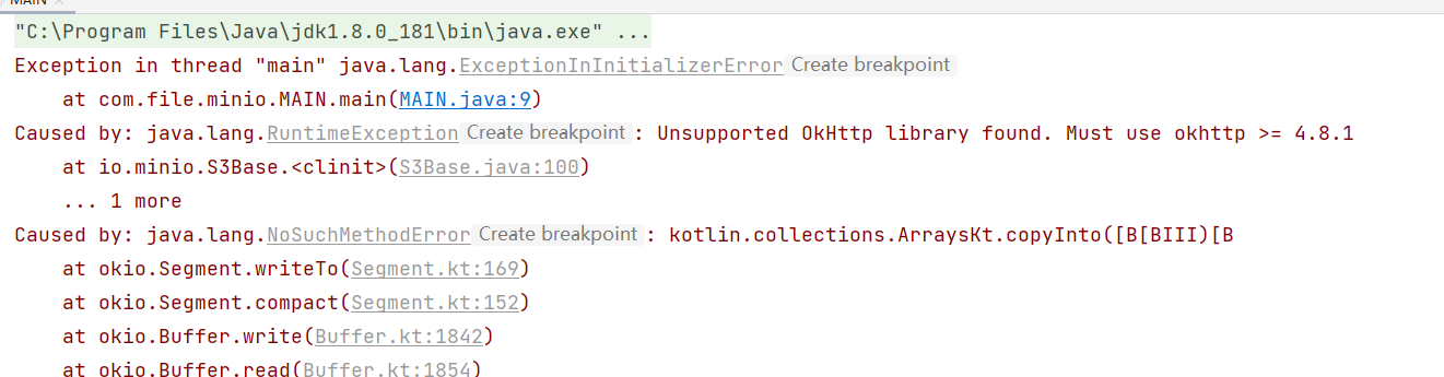 SpringBoot 集成minio MinioClient无法依赖问题-已解决_failed to instantiate [io.minio.minioclient]: fact-CSDN博客